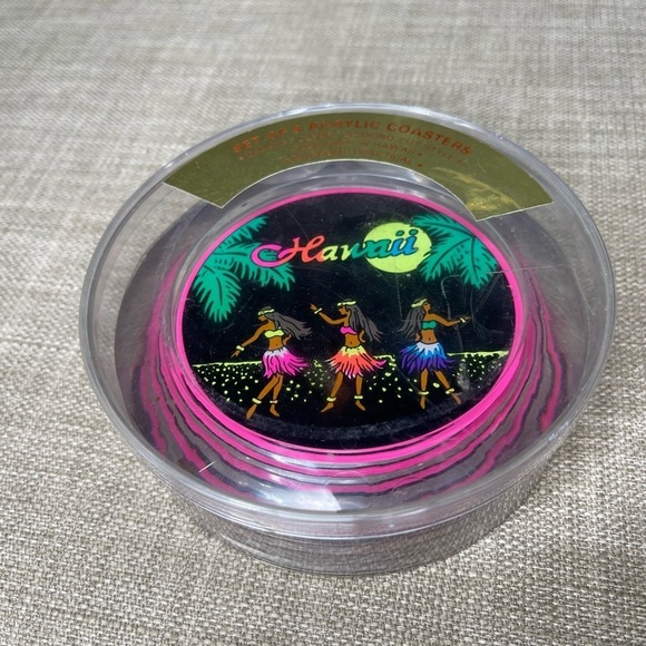 Accents | Set Of 5 Vintage Hawaii Aloha State Cystalcut Drink Coasters ...